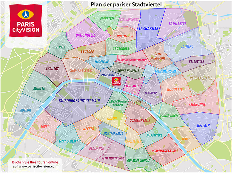 Karte und Plan der Pariser Stadtviertel zum Downloaden ...